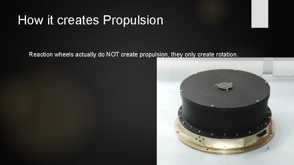 Space Propulsion REACTION WHEEL How it creates Propulsion