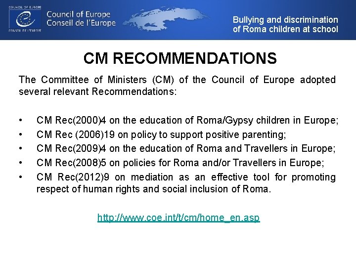 Bullying and discrimination of Roma children at school