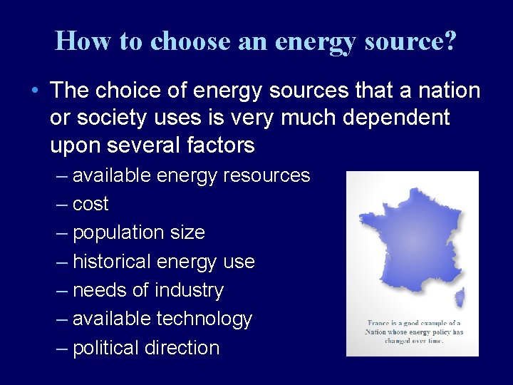 How to choose an energy source The choice