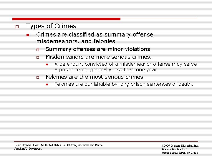 Basic Criminal Law The United States Constitution Procedure