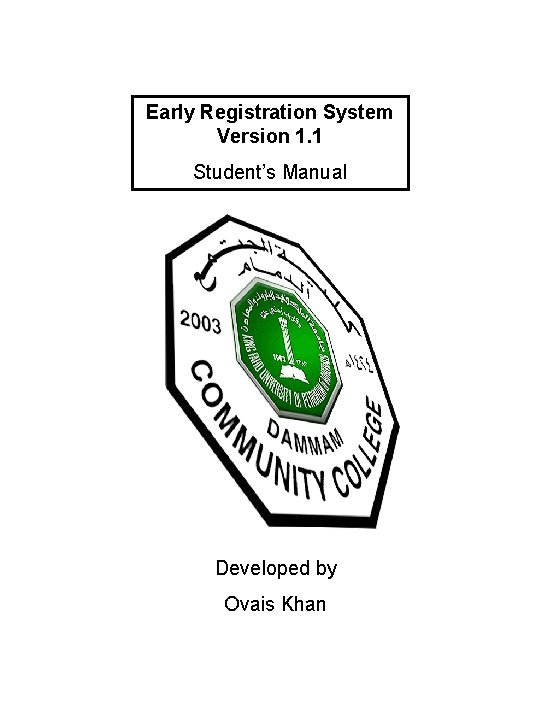 Early Registration System Version 1 1 Students Manual