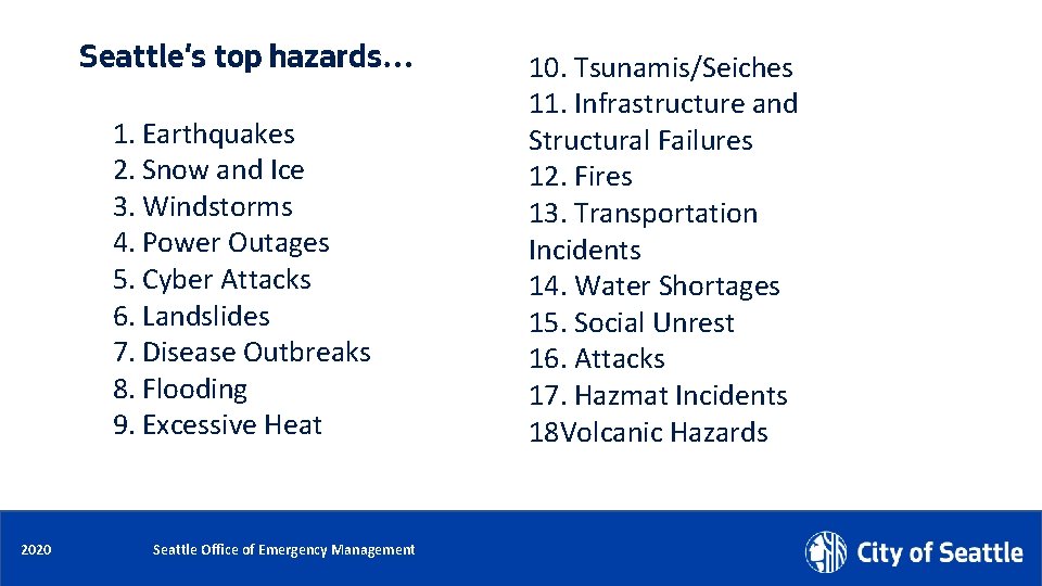 Emergency Preparedness Presented by the Seattle Office of