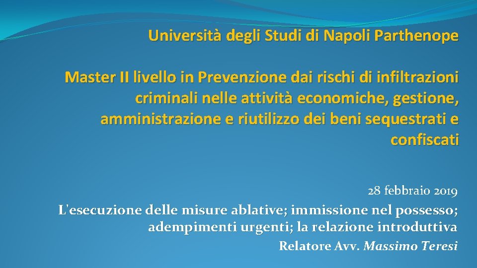 Universit degli Studi di Napoli Parthenope Master II