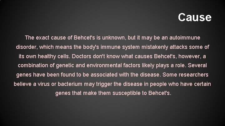 Behcets Syndrome Kelsey Rawcliffe and Jocelyn Colon Description
