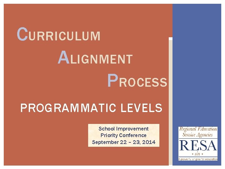CURRICULUM ALIGNMENT PROCESS PROGRAMMATIC LEVELS School Improvement ...