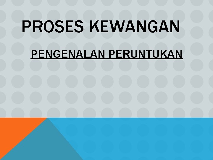 PROSES KEWANGAN PENGENALAN PERUNTUKAN 1 MENGURUS Dasar Sedia