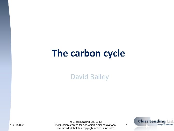 The carbon cycle David Bailey 10012022 Class Leading