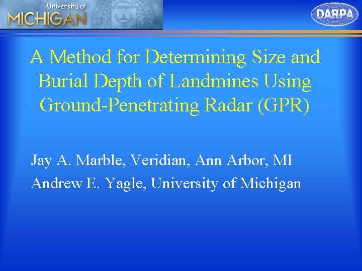 A Method for Determining Size and Burial Depth