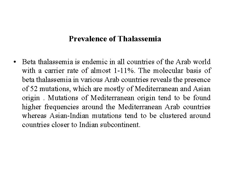 Types of Thalassemia among Patients in United Arab