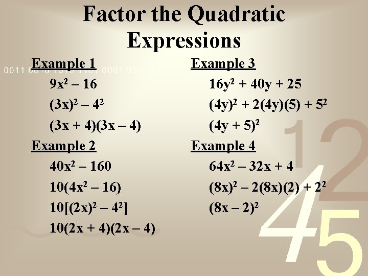 Algebra II Section 5 2 Solving Quadratic Equations