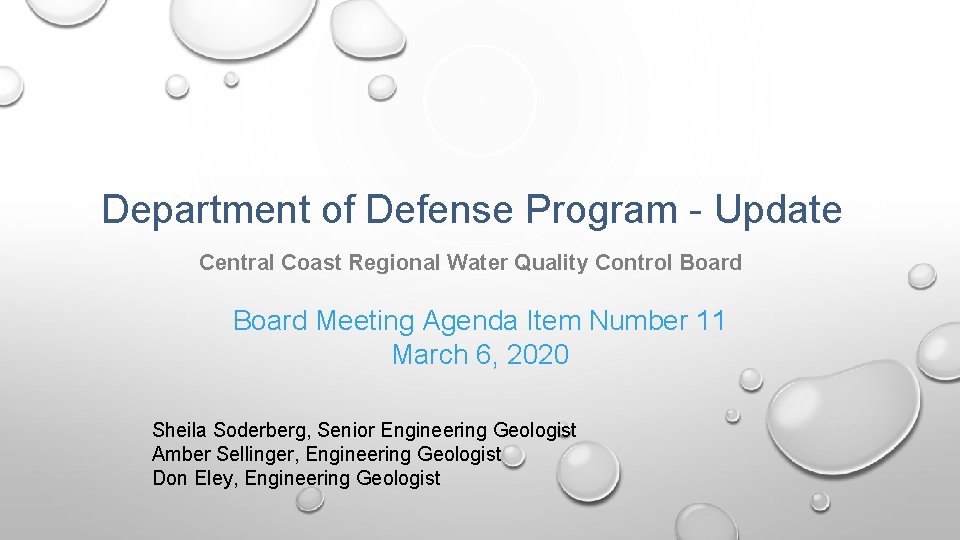 Department of Defense Program Update Central Coast Regional