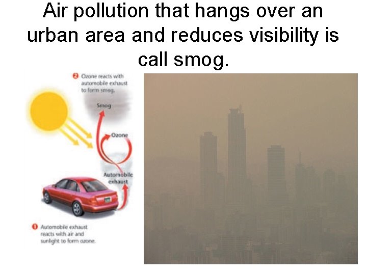 Air Pollution The build up of harmful substances