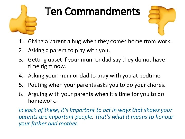The Ten Commandments Obey Mum and Dad Exodus