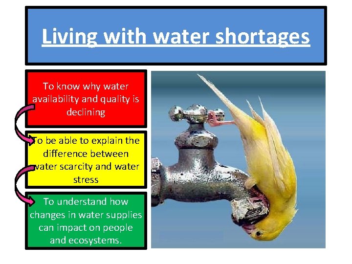 Living with water shortages To know why water