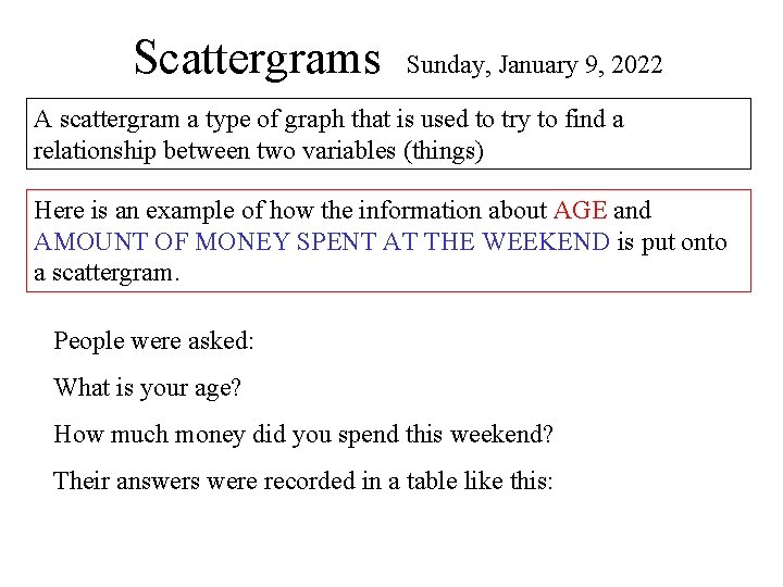 Scattergrams Sunday January 9 2022 A scattergram a