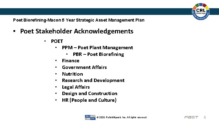 Poet BiorefiningMacon 5 Year Strategic Asset Management Plan