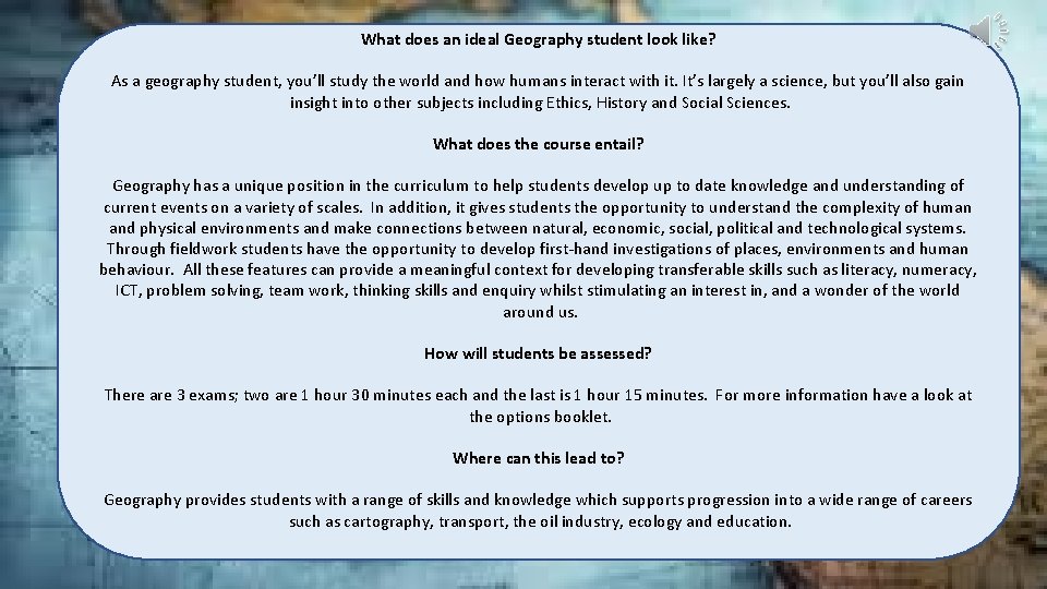 Geography What does an ideal Geography student look