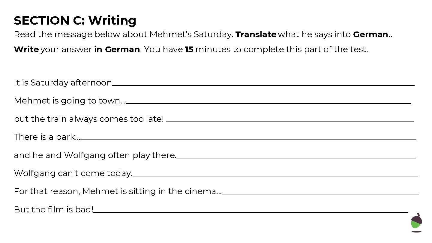 German Assessment Year 7 German Term 3 Applying