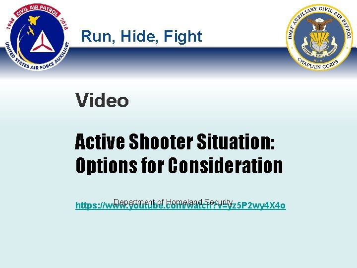 Civil Air Patrol Active Shooter School Cadet Briefing
