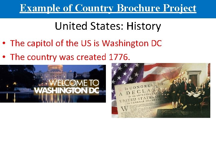 Example of Country Brochure Project United States Basics