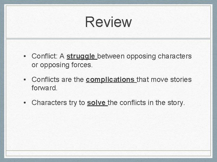 Conflict Silently take one minute and think about