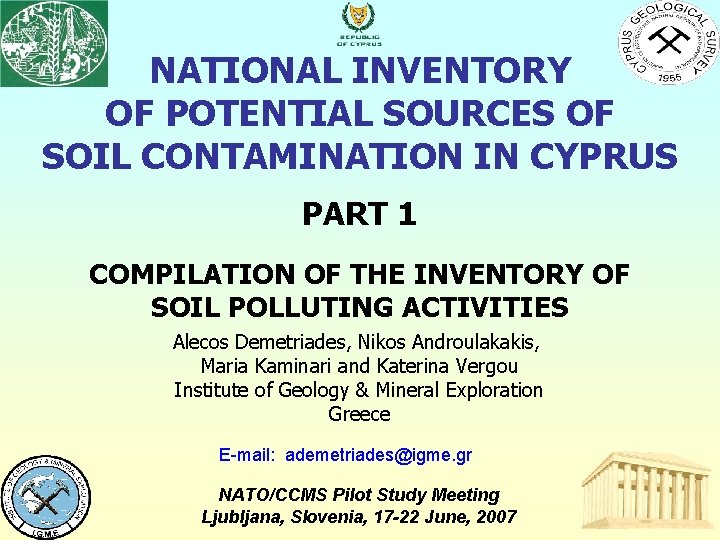 NATIONAL INVENTORY OF POTENTIAL SOURCES OF SOIL CONTAMINATION