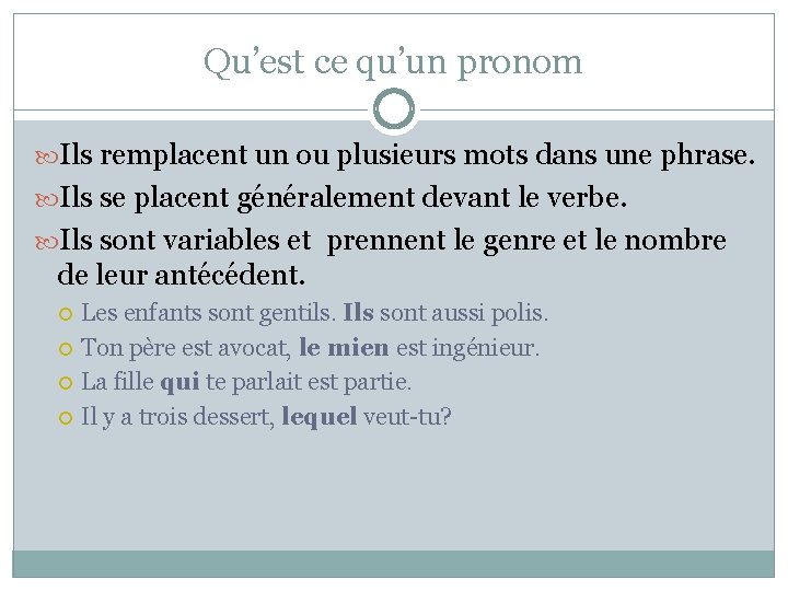 Les pronoms POSSESSIF ET RELATIF Quest ce quun