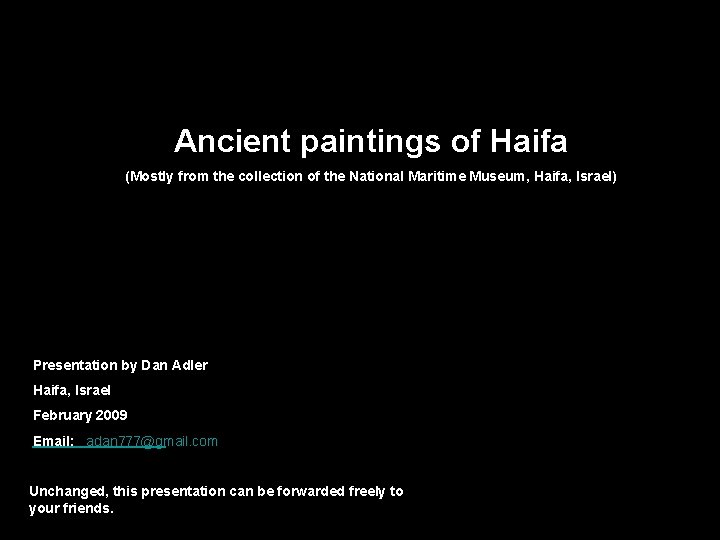 Ancient paintings of Haifa Mostly from the collection