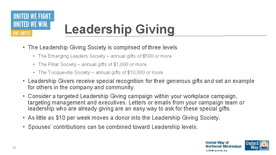 United Way Workplace Giving Employee Campaign Coordinators Guide
