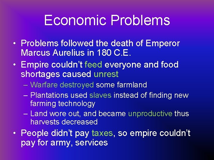 Decline and Fall of the Roman Empire Problems