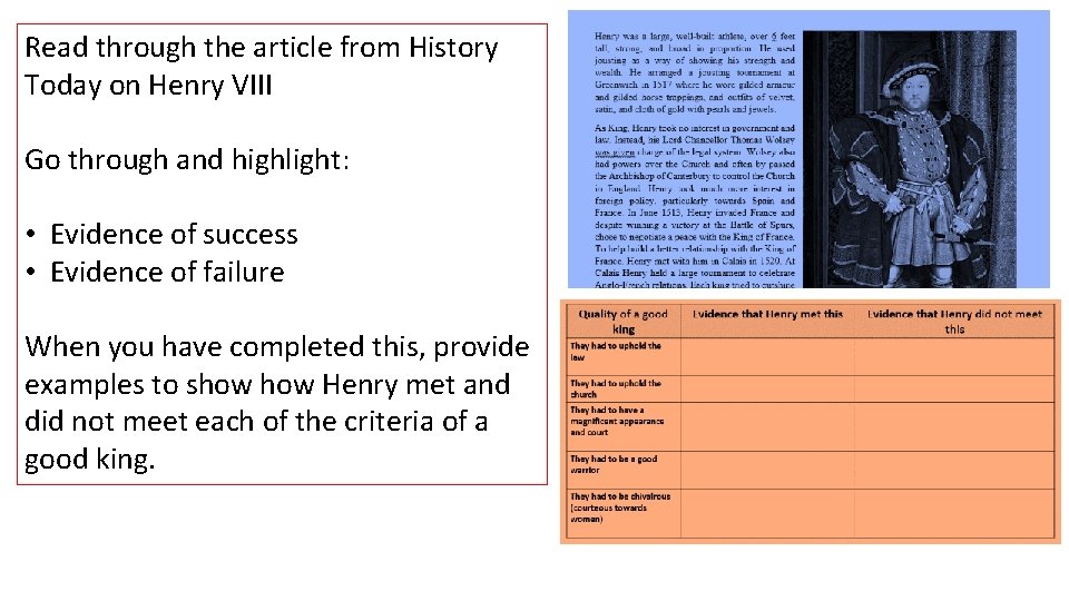 Can Henry VIII be considered a th good