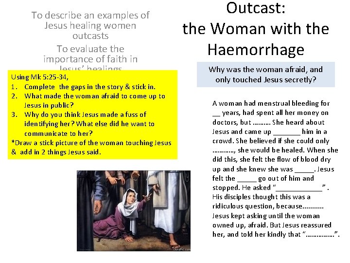 To describe an examples of Jesus healing women