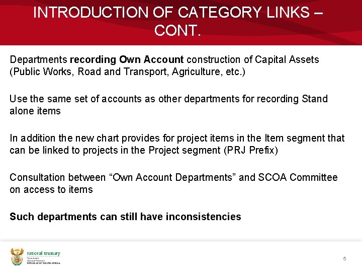 STANDARD CHART OF ACCOUNTS SCOA WORKSHOP Changes to