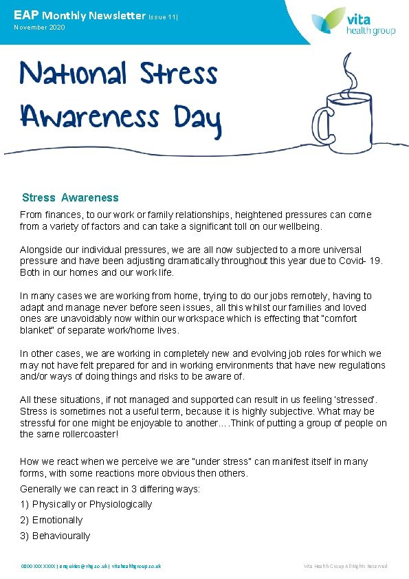 EAP Monthly Newsletter Issue 11 November 2020 Stress