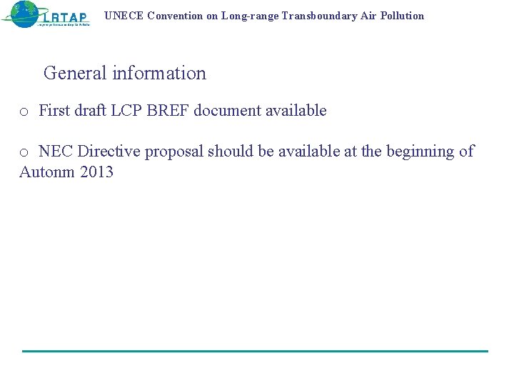 UNECE Convention on Longrange Transboundary Air Pollution EGTEI