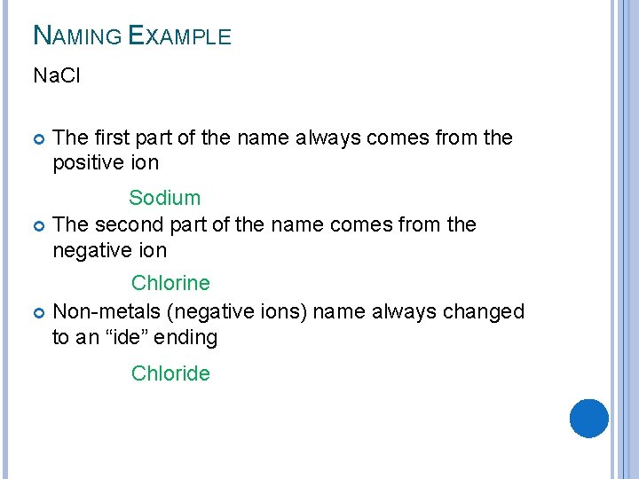 CHEMISTRY 3 2 NAMING IONIC COMPOUNDS Science 9