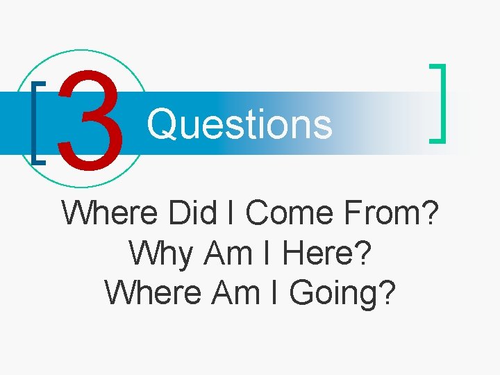 3 Questions Where Did I Come From Why