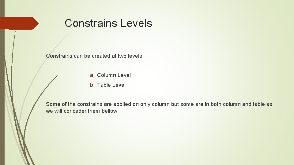 Database I Lecture 5 Pervious Chapter Database Language