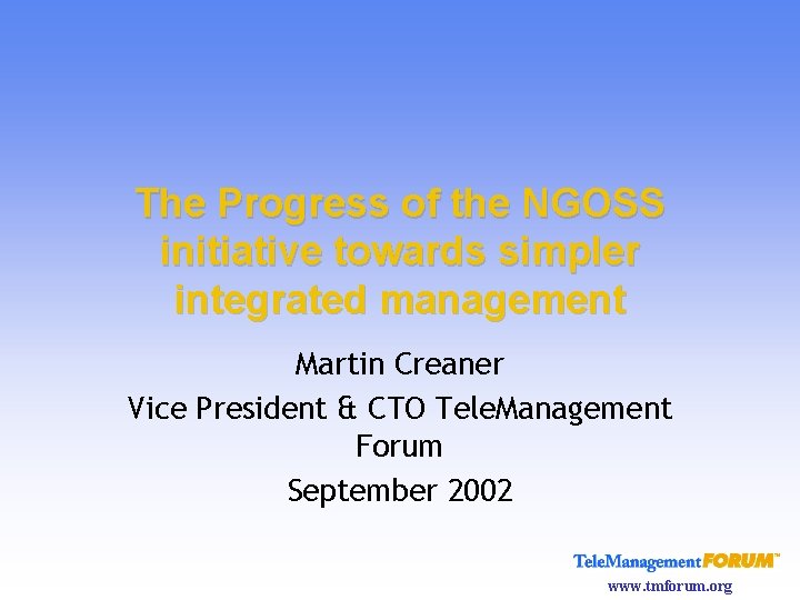 The Progress of the NGOSS initiative towards simpler