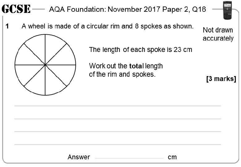 Circle Area Circumference Foundation GCSE Questions AQA These
