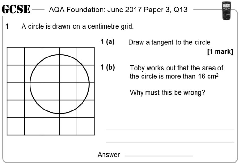 Circle Area Circumference Foundation GCSE Questions AQA These