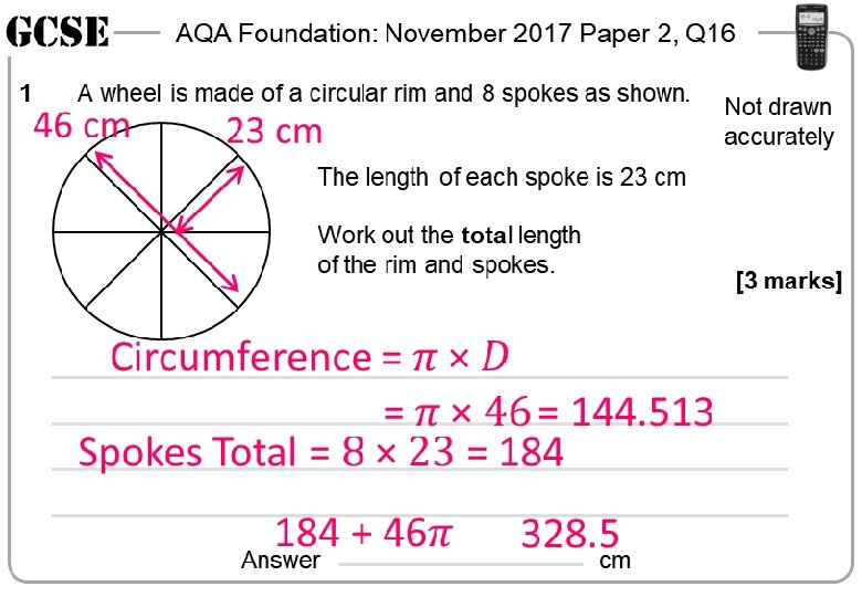 Circle Area Circumference Foundation GCSE Questions AQA These