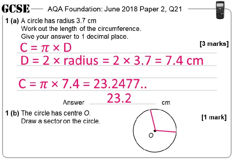 Circle Area Circumference Foundation GCSE Questions AQA These