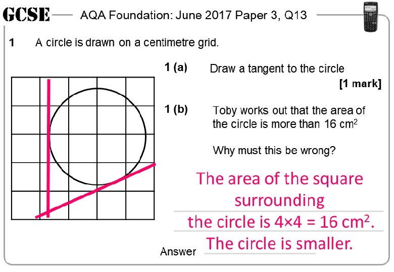 Circle Area Circumference Foundation GCSE Questions AQA These