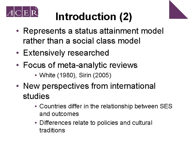 Measuring socioeconomic background and its influence on school