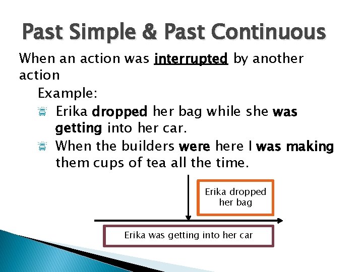 Past Simple Past Continuous Past Simple We use