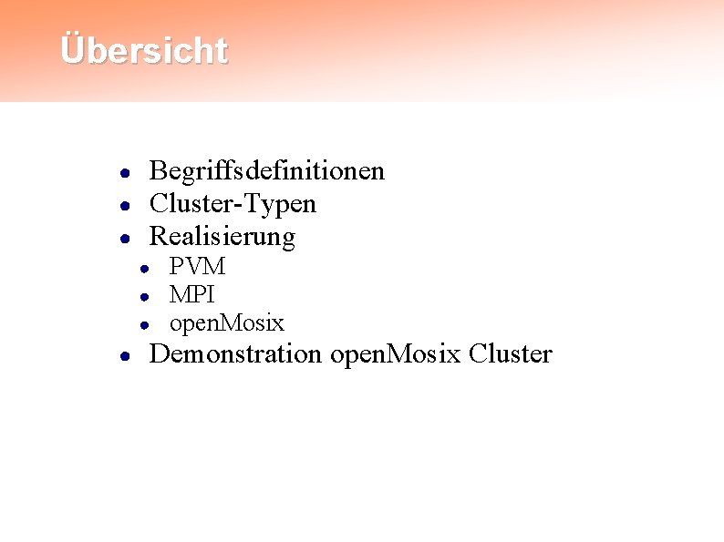 Clustering mit open Mosix von Christian Wiese Stefan