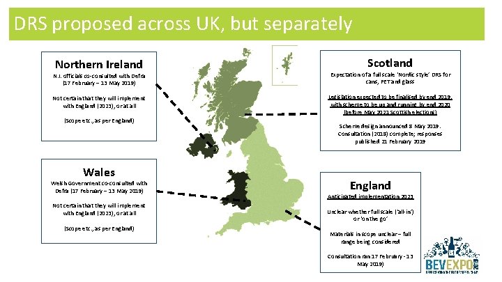 Deposit Return Schemes DRS across the UK British