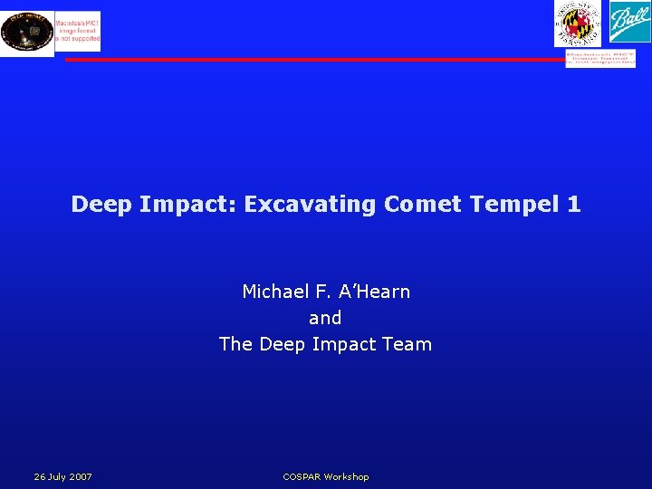 Deep Impact Excavating Comet Tempel 1 Michael F