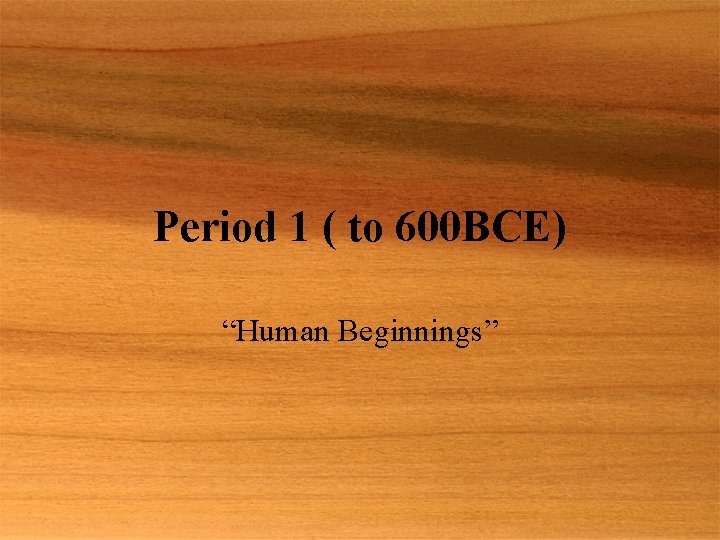 Period 1 to 600 BCE Human Beginnings Discovery